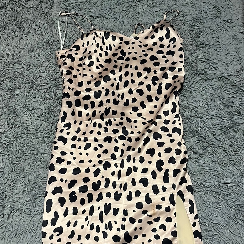 Satin Leopard Print Dress - Gem